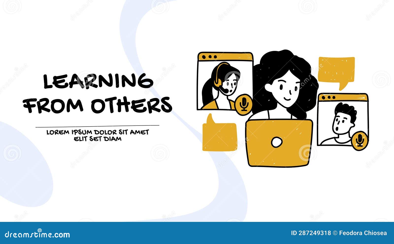 Learning from Others Concept. Vector of a Woman Networking with a Group ...
