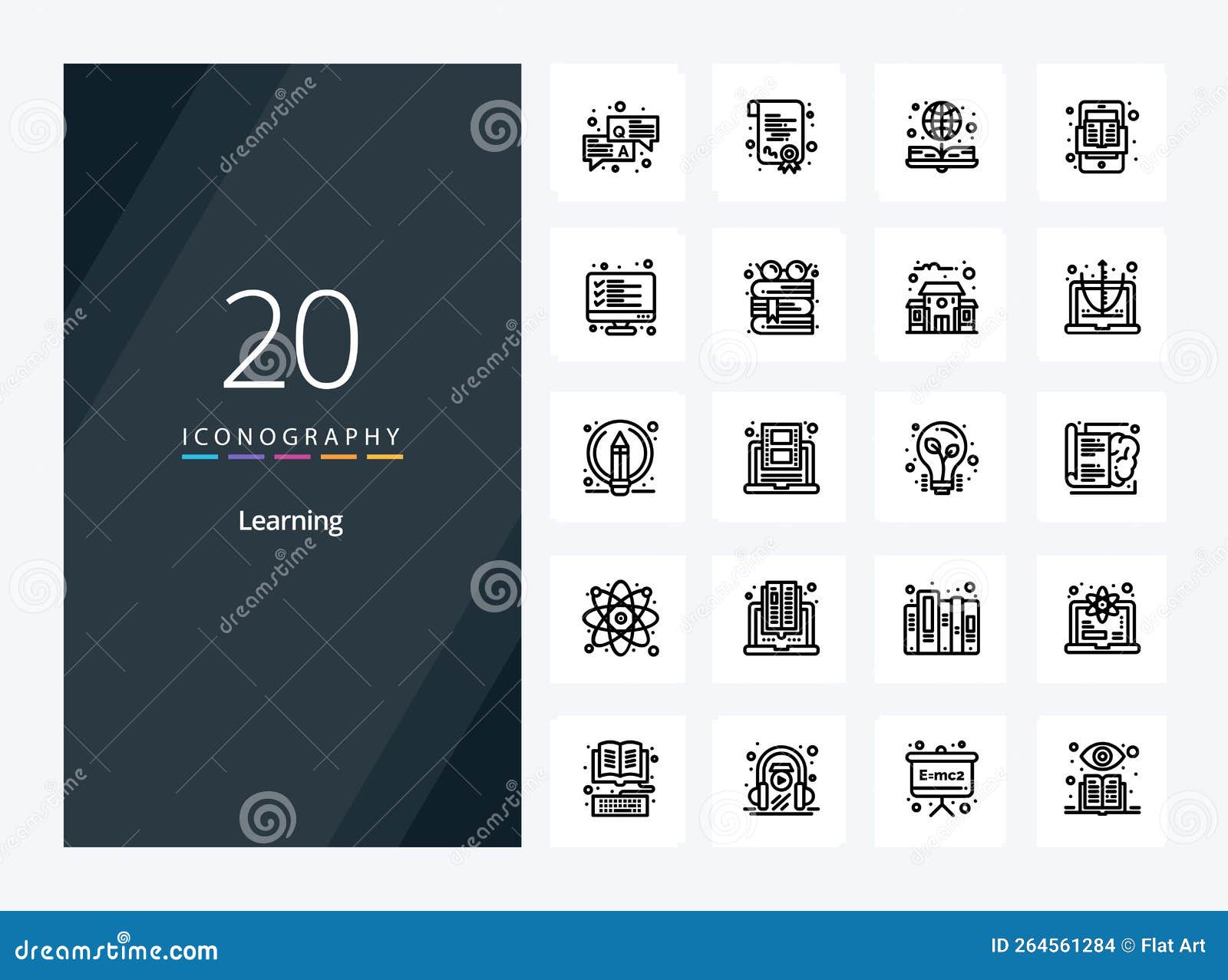 20 Learning Outline Icon for Presentation Stock Vector - Illustration ...