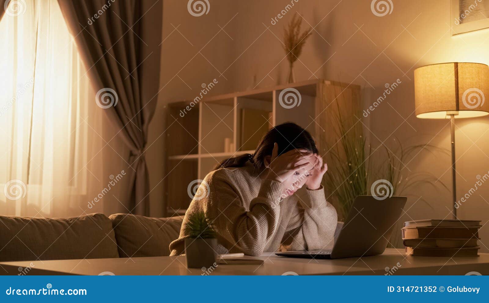 Learning Overload Digital Education Stressed Woman Stock Photo - Image ...