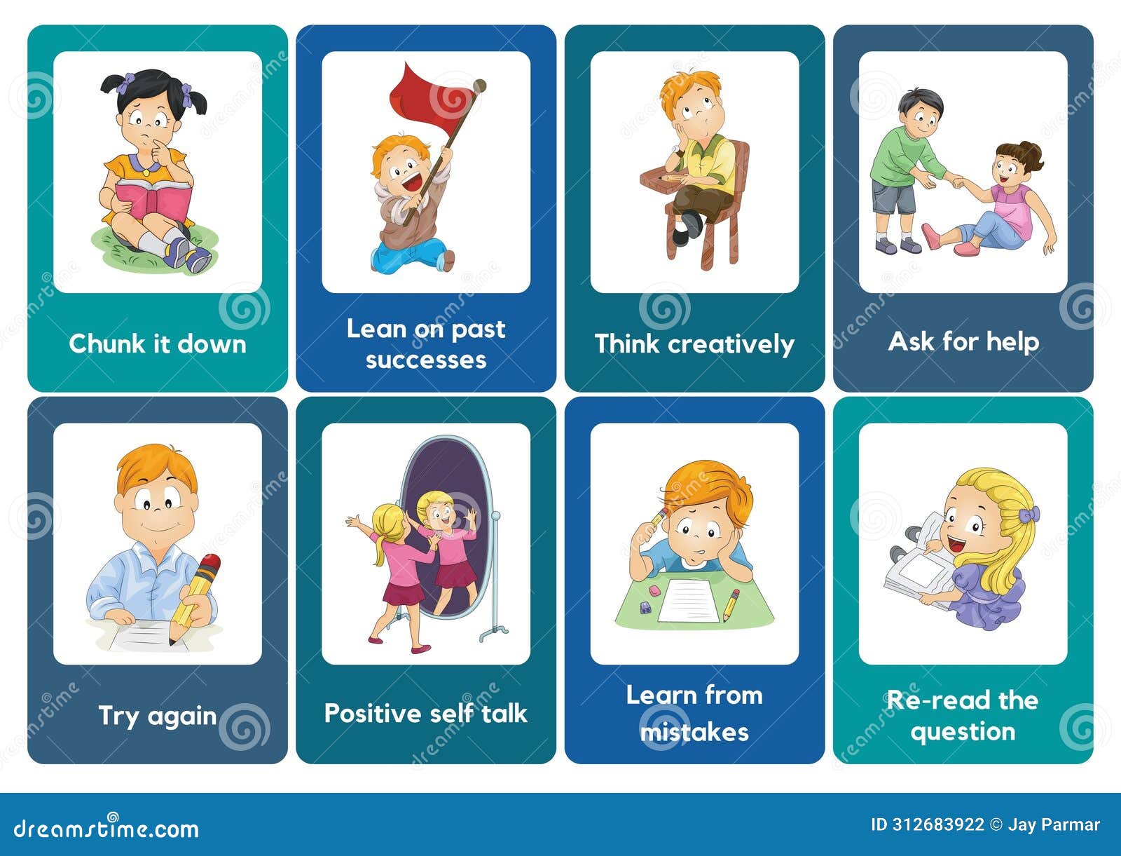 Learning Pit Flashcard Strategies Flashcards - 2 Stock Illustration ...