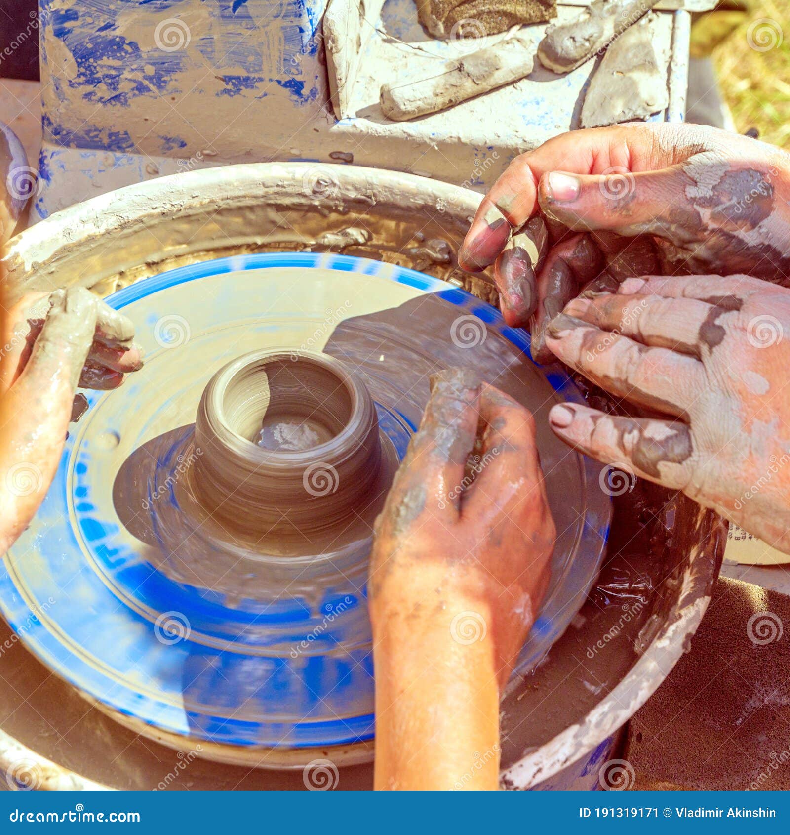 Learning Pottery, the Hands of the Potter Direct Stock Image - Image of ...