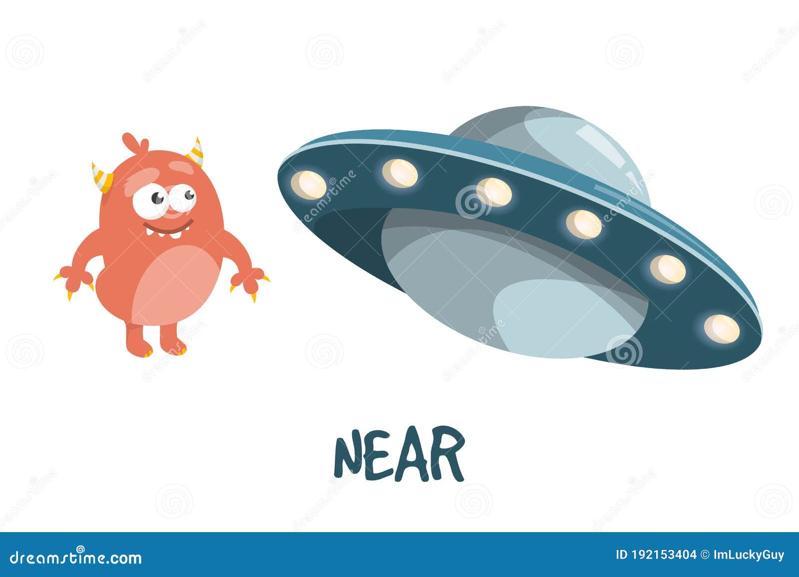 Learning Preposition Near Vector Isolated. Alien and UFO Stock ...