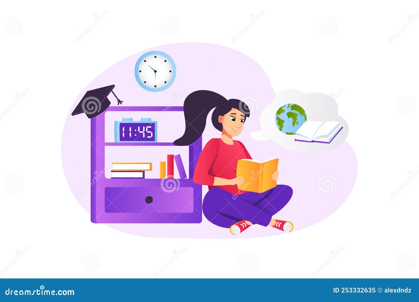Learning Process Concept in Flat Style with People Scene. Stock Vector ...