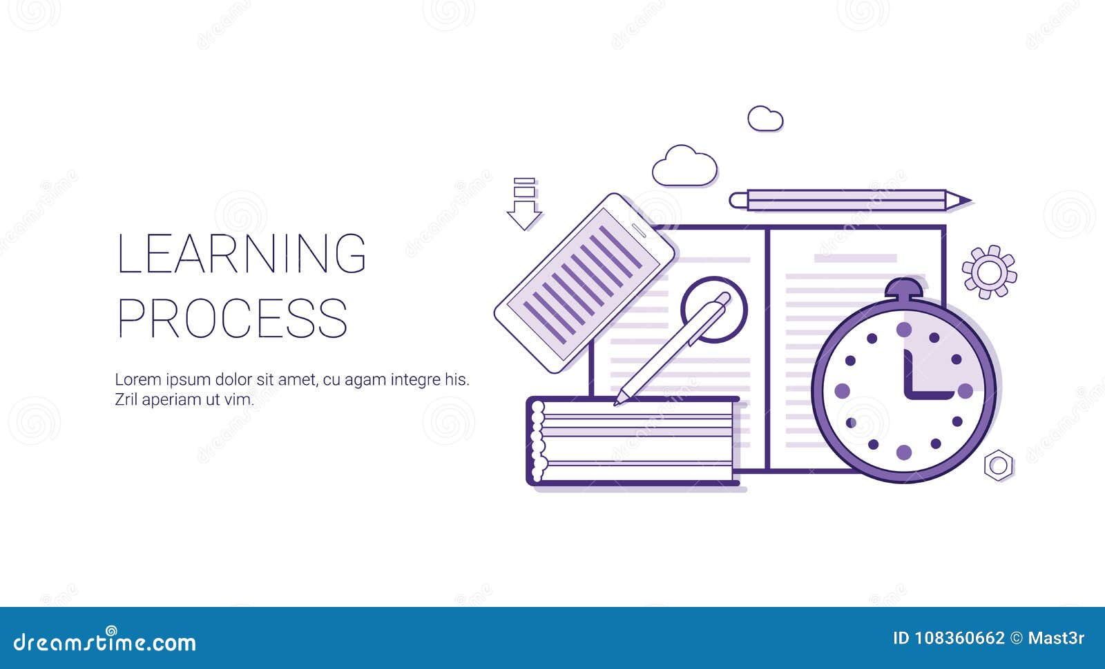 Learning Process Education Concept Banner with Copy Space Thin Line ...