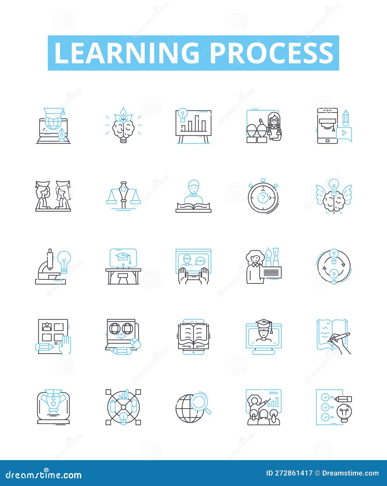 Learning Process Vector Line Icons Set. Knowledge, Education ...