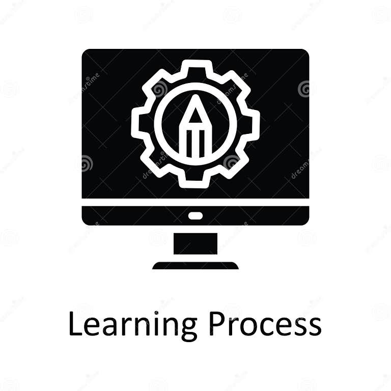 Learning Process Vector Solid Icon Design Illustration. Educational ...
