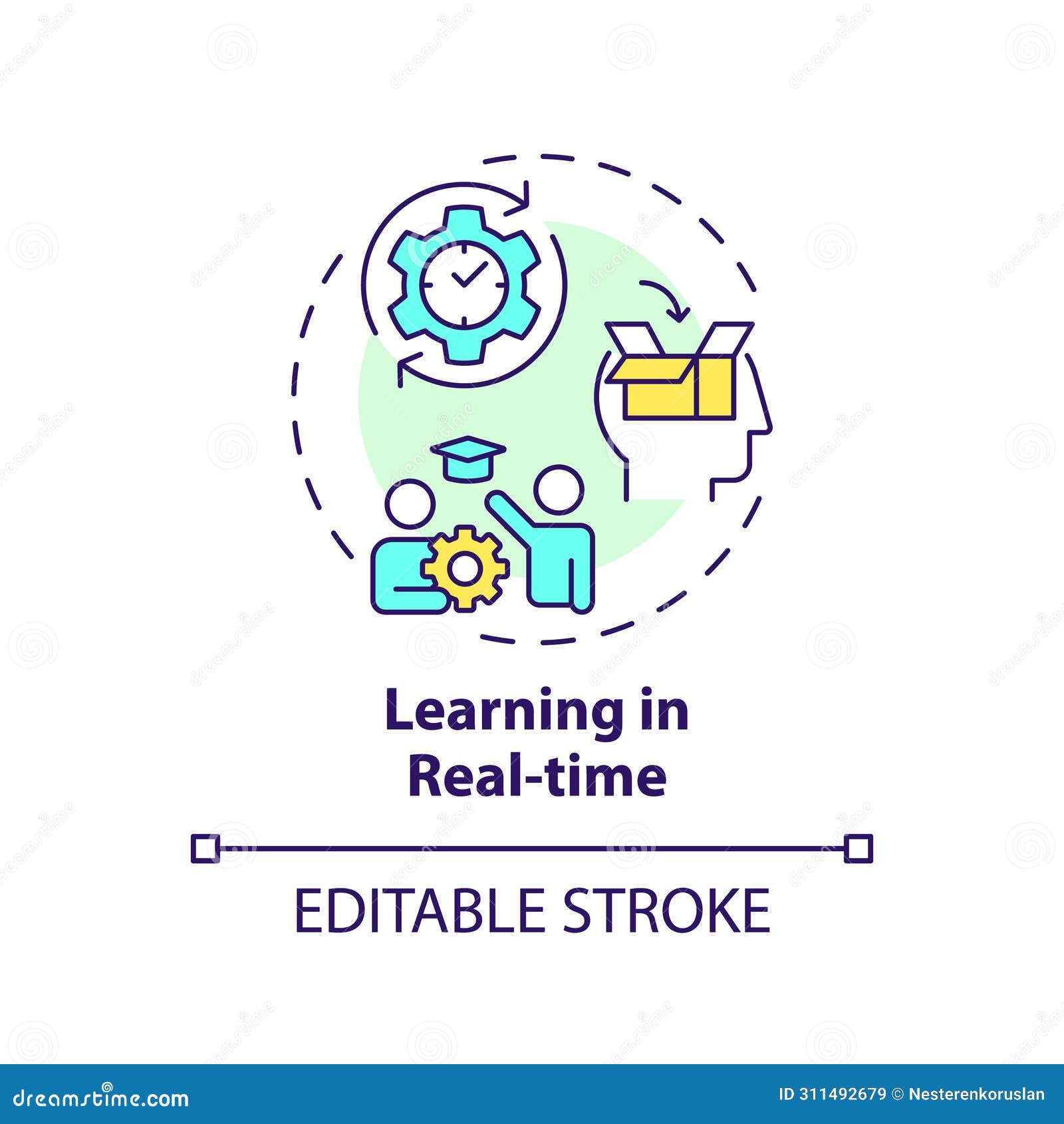 Learning in Real Time Multi Color Concept Icon Stock Illustration ...