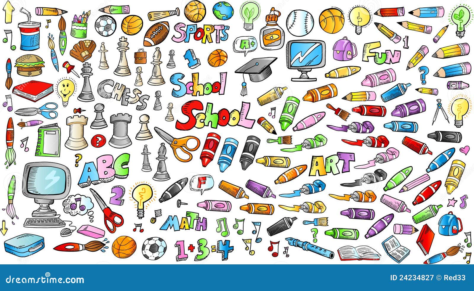 Learning School Education Vector Set Stock Vector - Illustration of ...