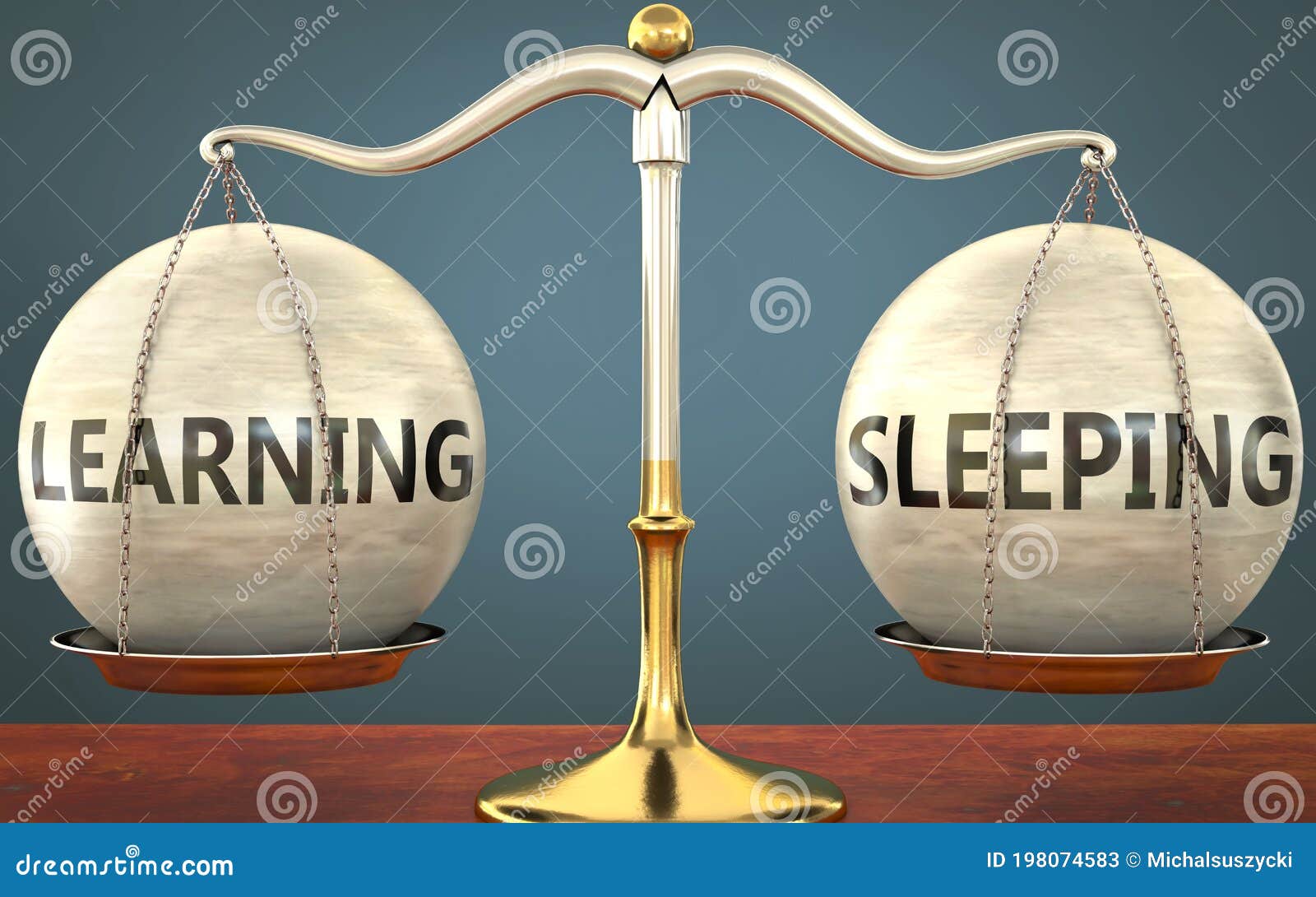 Learning and Sleeping Staying in Balance - Pictured As a Metal Scale ...