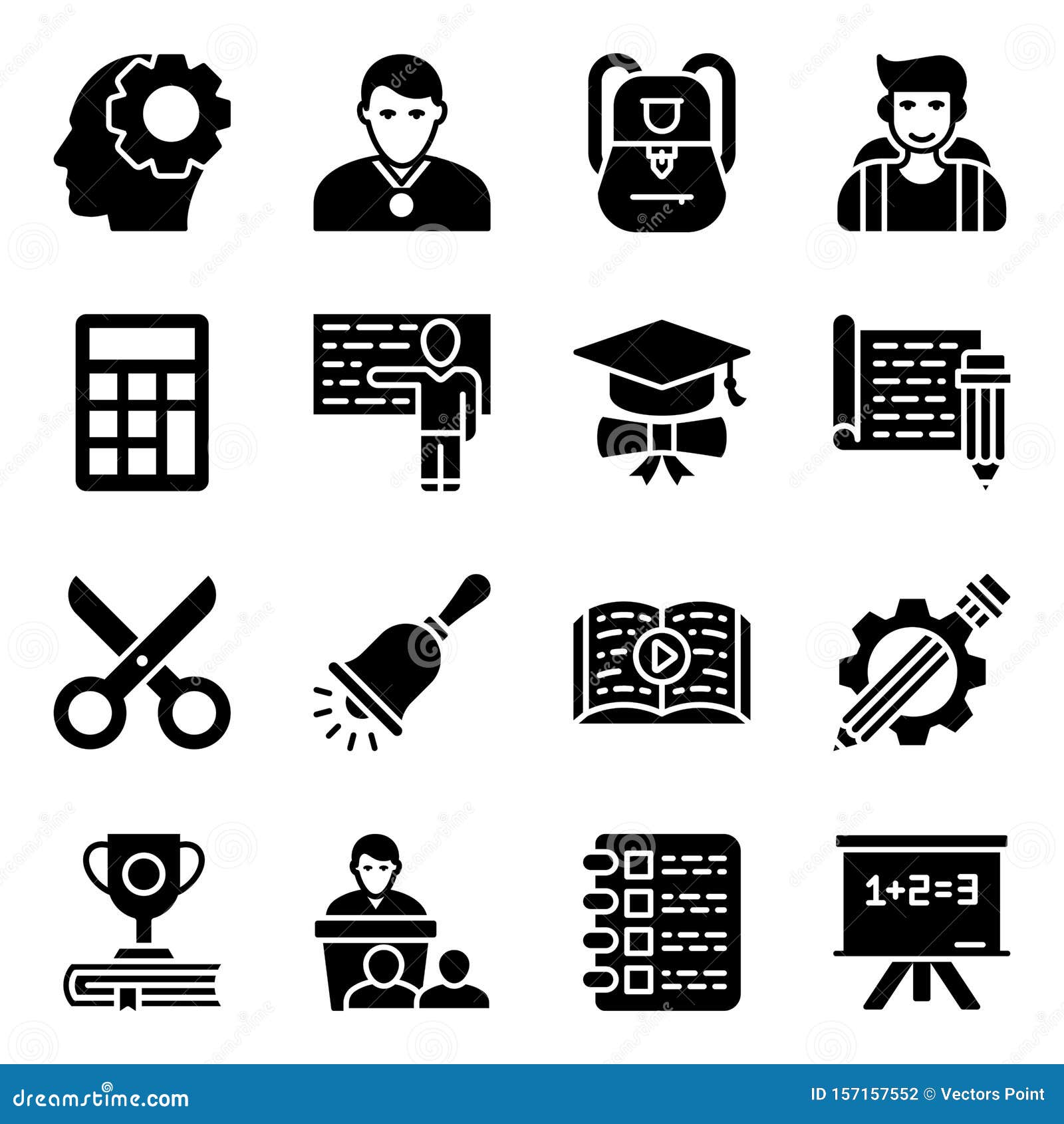 Learning Solid Icon Designs Pack Stock Vector - Illustration of debate ...