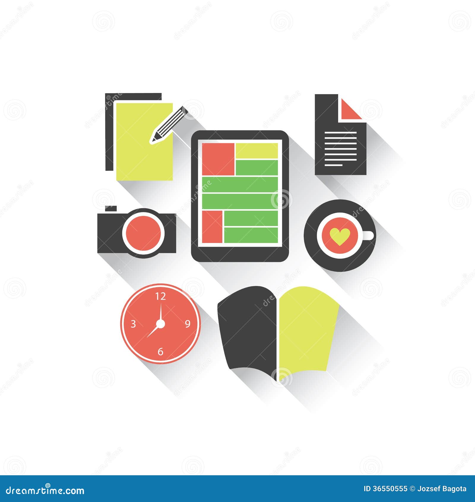 Learning, Study, Business - Flat Icon Set Design Stock Vector ...
