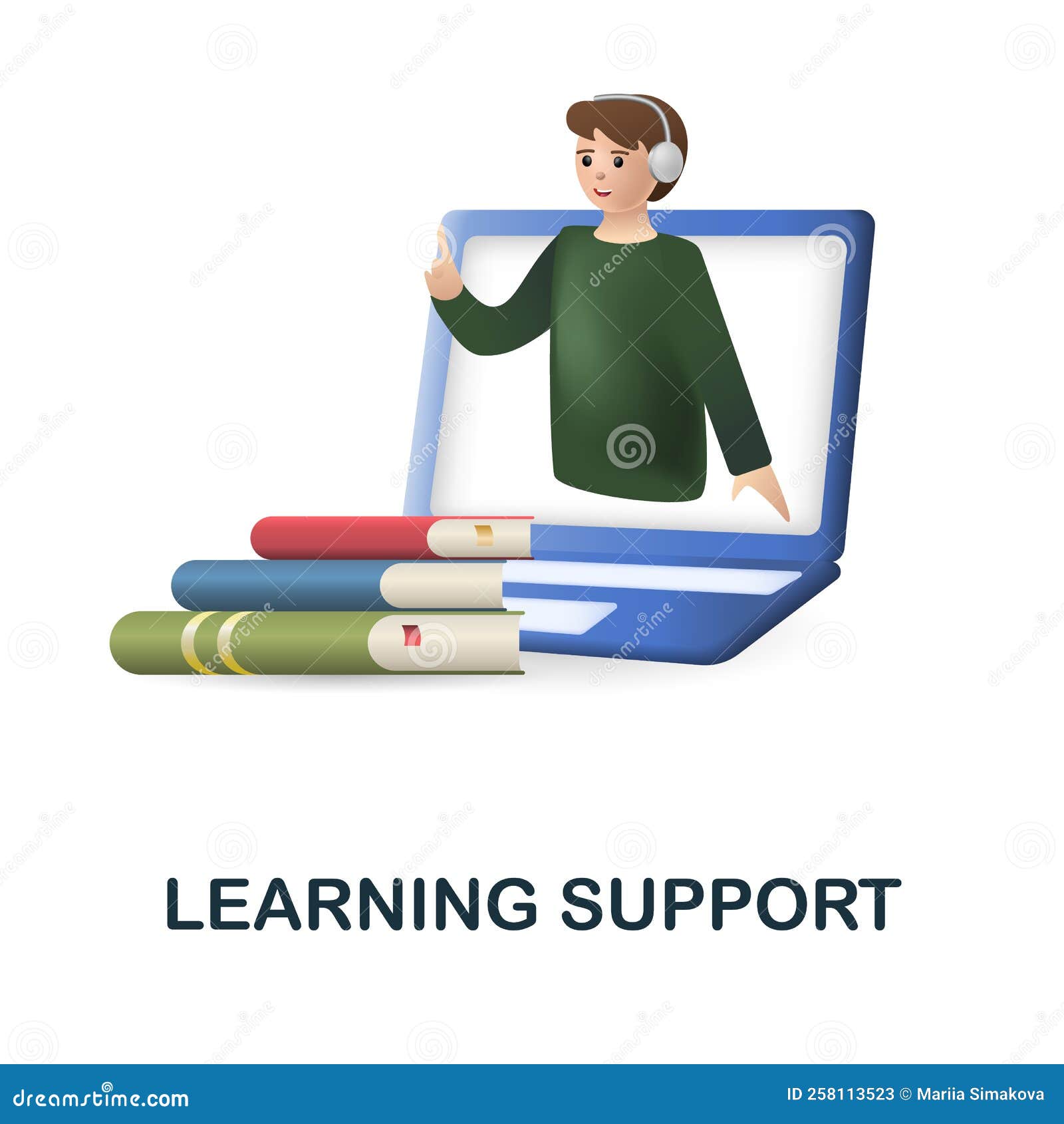 Learning Support Icon. 3d Illustration from E-learning Collection ...
