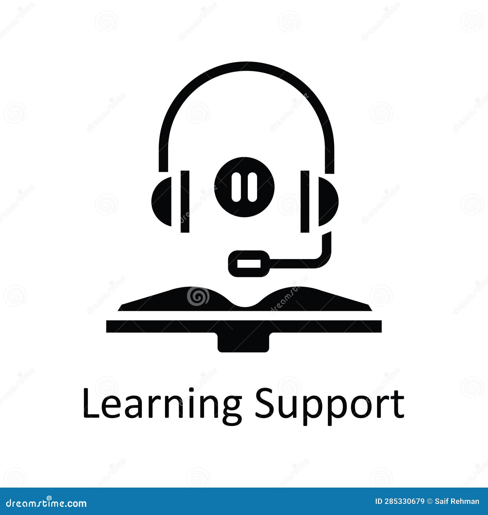 Learning Support Vector Solid Icon Design Illustration. Educational ...