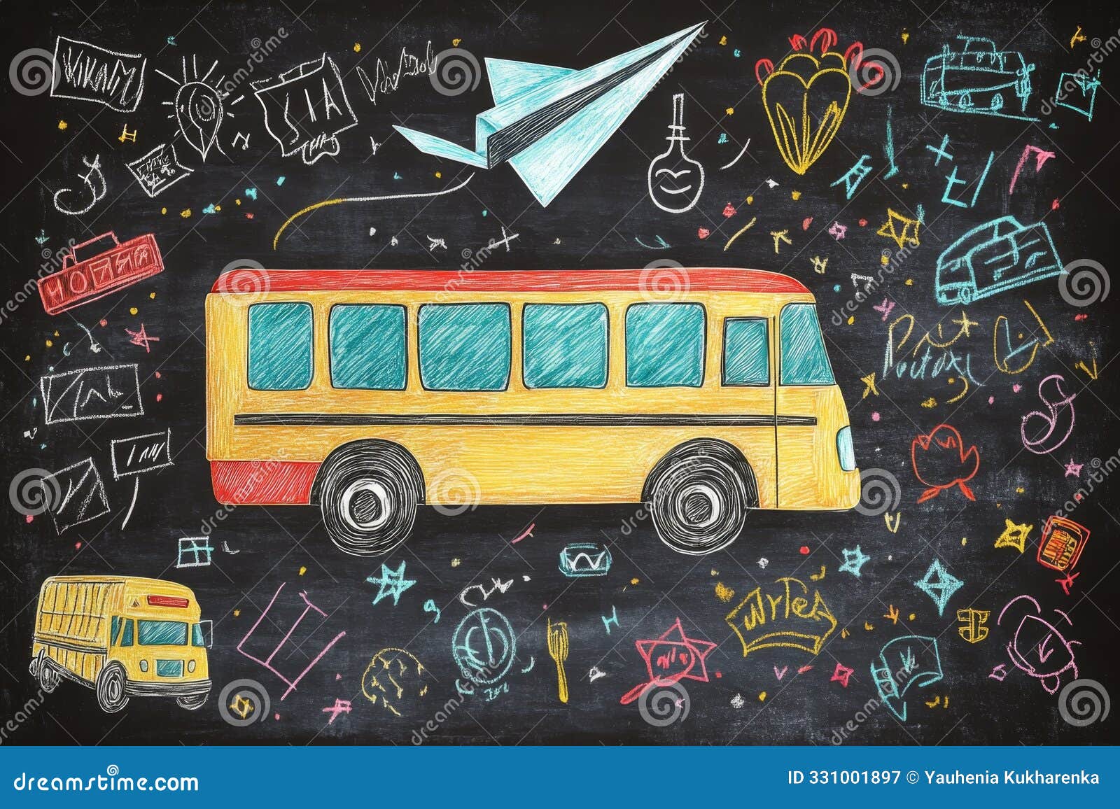 Learning Takes Flight on Chalkboard Fun Stock Illustration ...