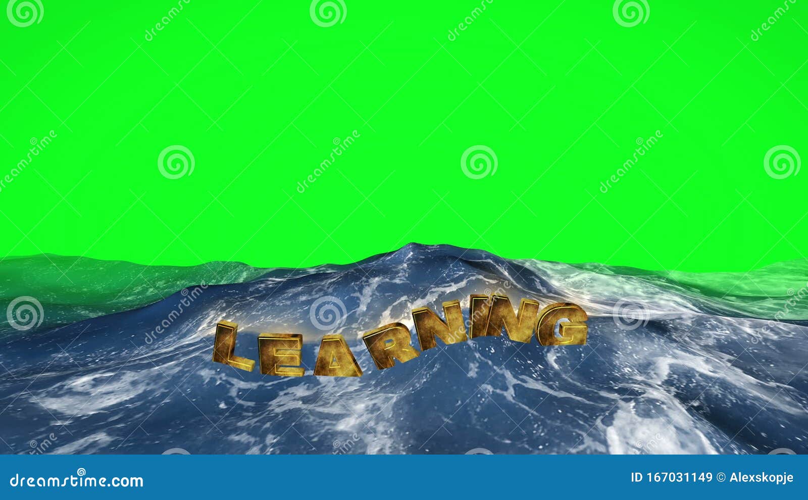 Learning Text Floating in the Water Against Green Screen Stock Video ...