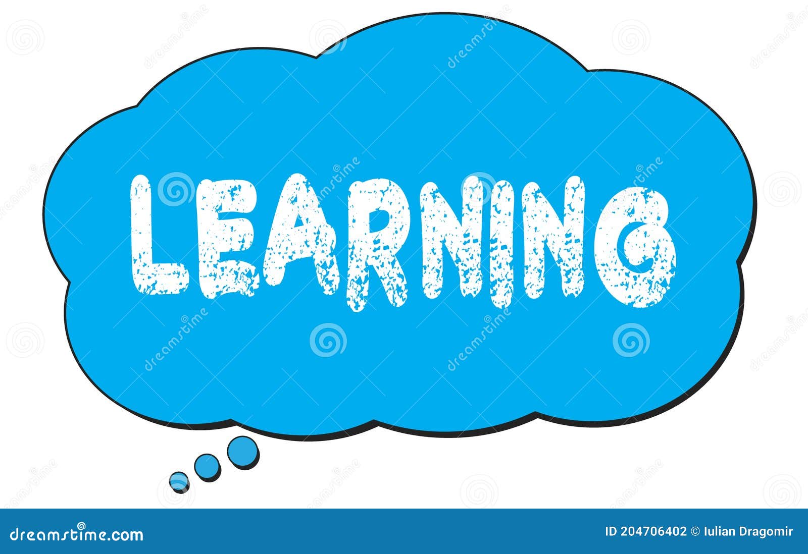 LEARNING Text Written on a Blue Thought Bubble Stock Illustration ...
