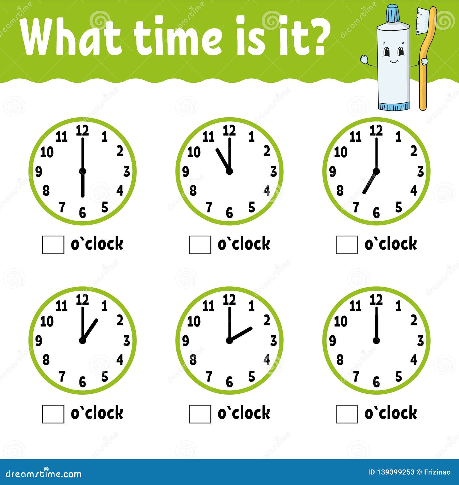 Learning Time on the Clock. Educational Activity Worksheet for Kids and ...