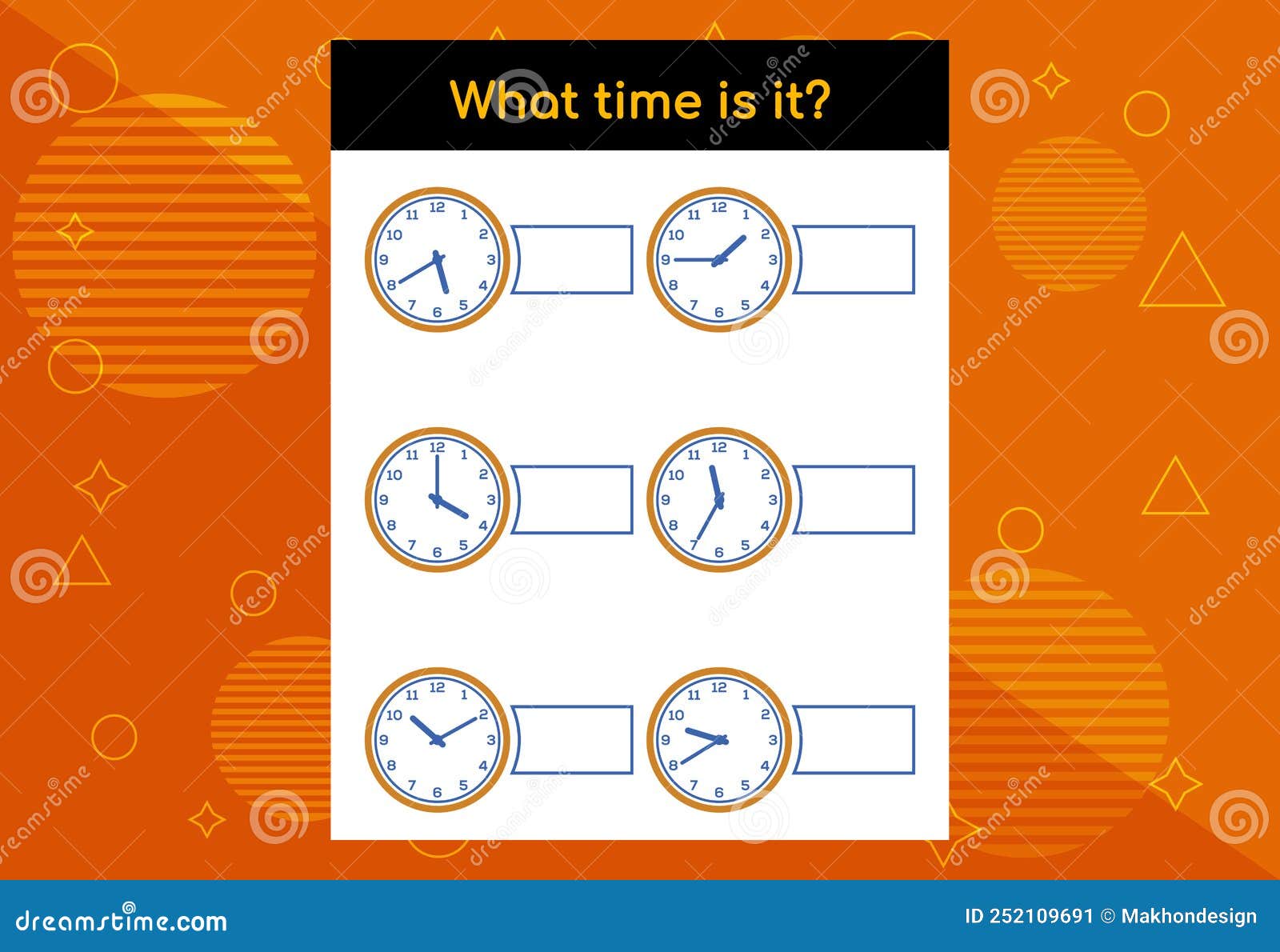 Learning Time. Educational Activities Worksheet for Kids Stock Vector ...