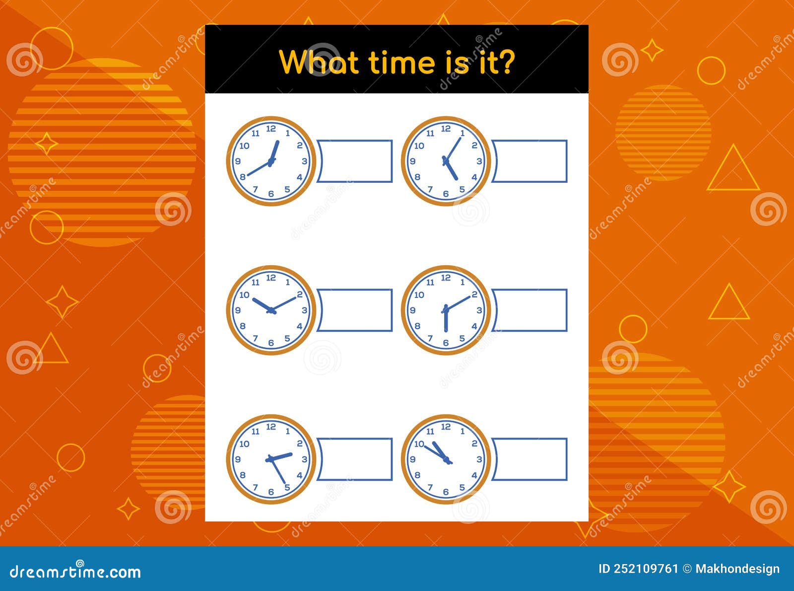 Learning Time. Educational Activities Worksheet for Kids Stock Vector ...