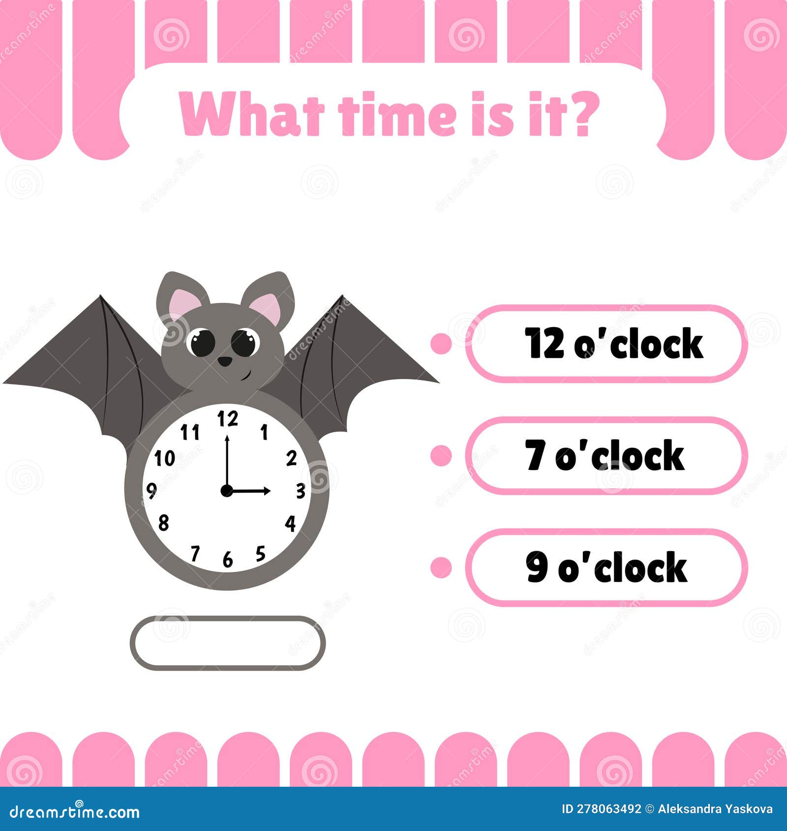 Learning Time On The Clock. Educational Activity Worksheet For Kids And ...