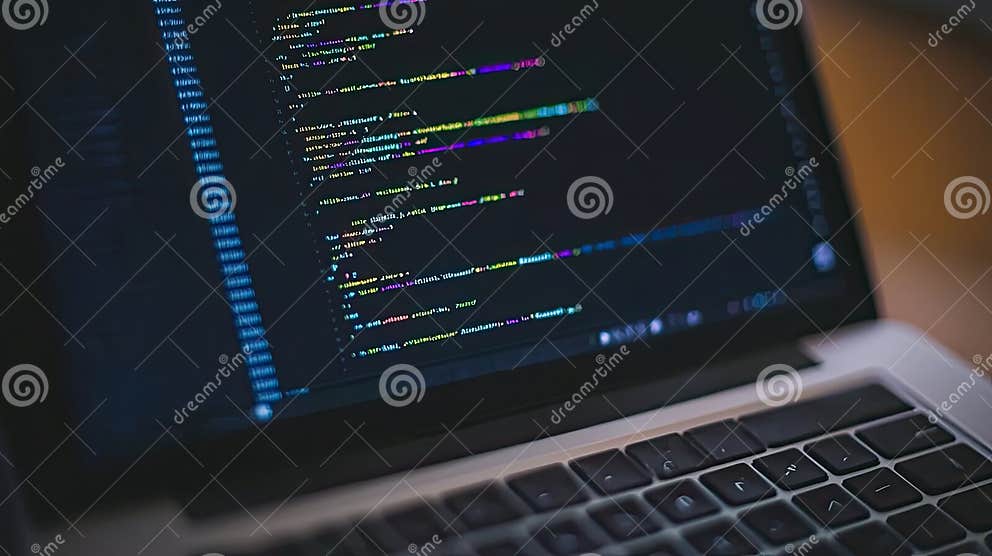Learning To Code With Colorful Syntax Highlighting On A Laptop Screen During A Coding Session