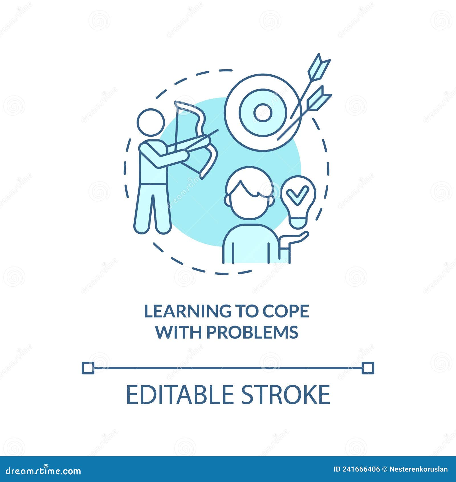 Learning To Cope with Problems Turquoise Concept Icon Stock Vector ...