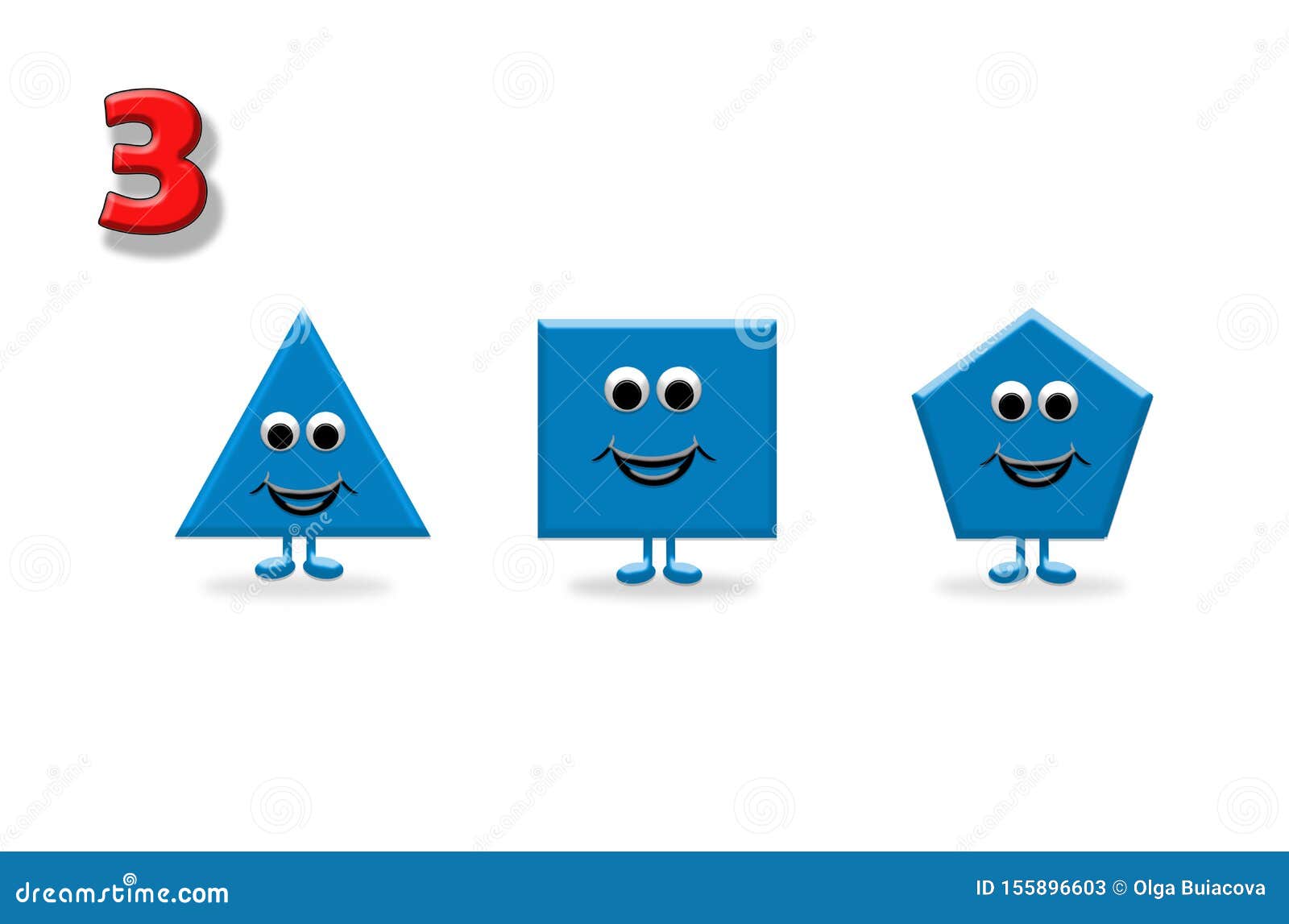 Learning To Count. Illustration of Shapes with a Happy Cartoon Face ...