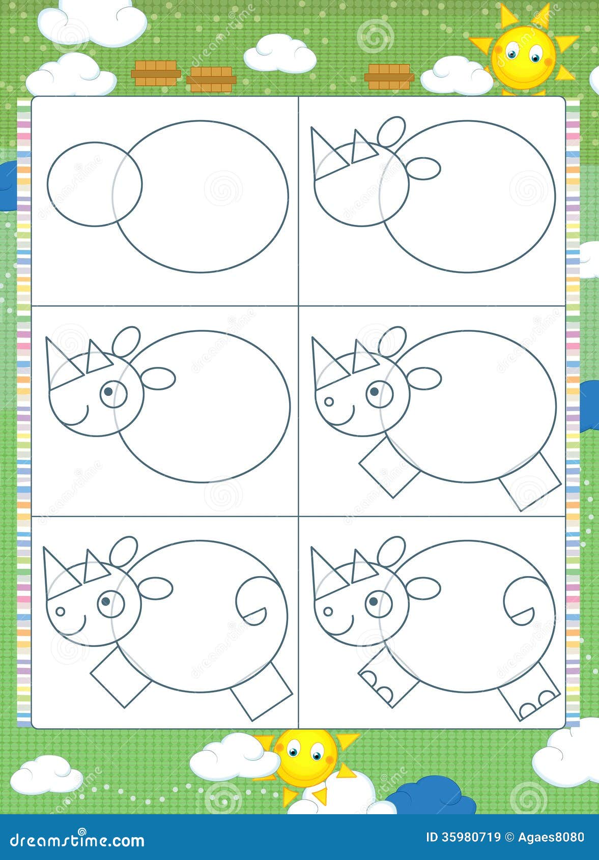 Learning To Draw - Illustration for the Children Stock Illustration ...