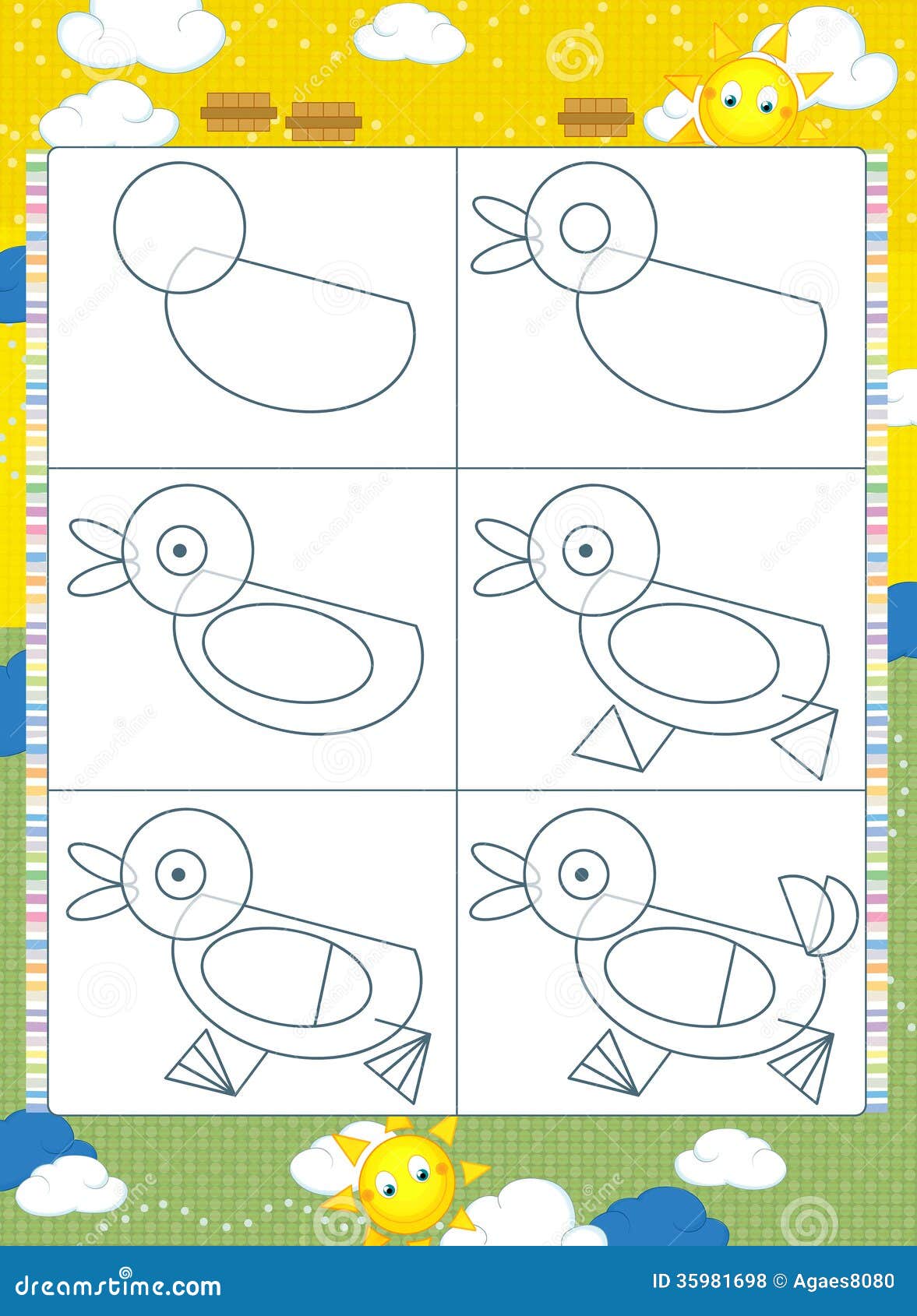 Learning To Draw - Illustration for the Children Stock Illustration ...