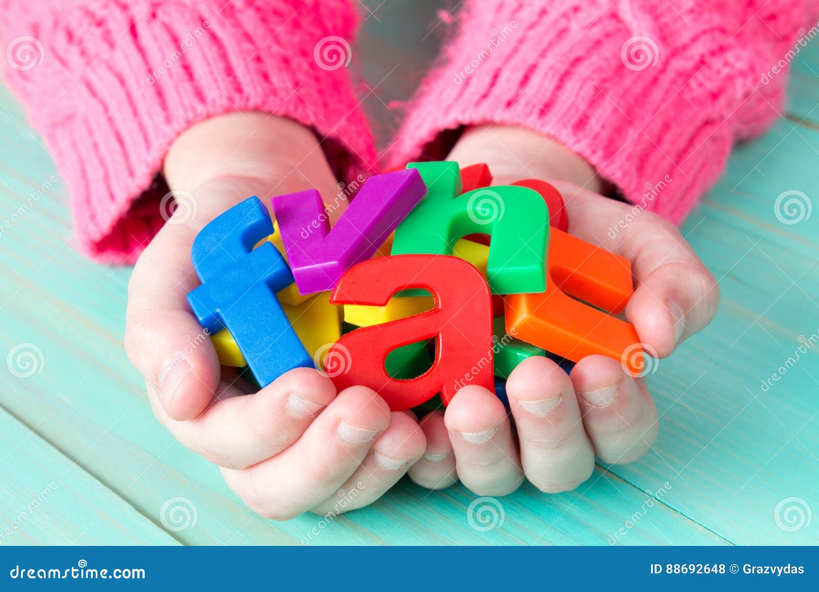Learning To Read Using Magnetic Letters Stock Photo - Image of school ...