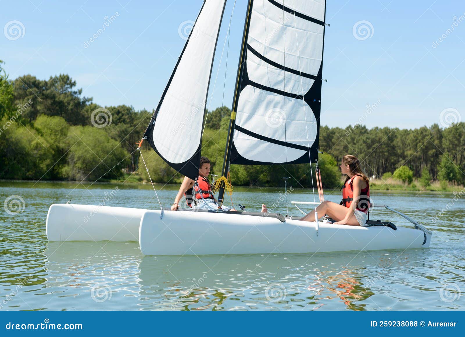 Learning To Sail in Catamaran Stock Photo - Image of sand, race: 259238088