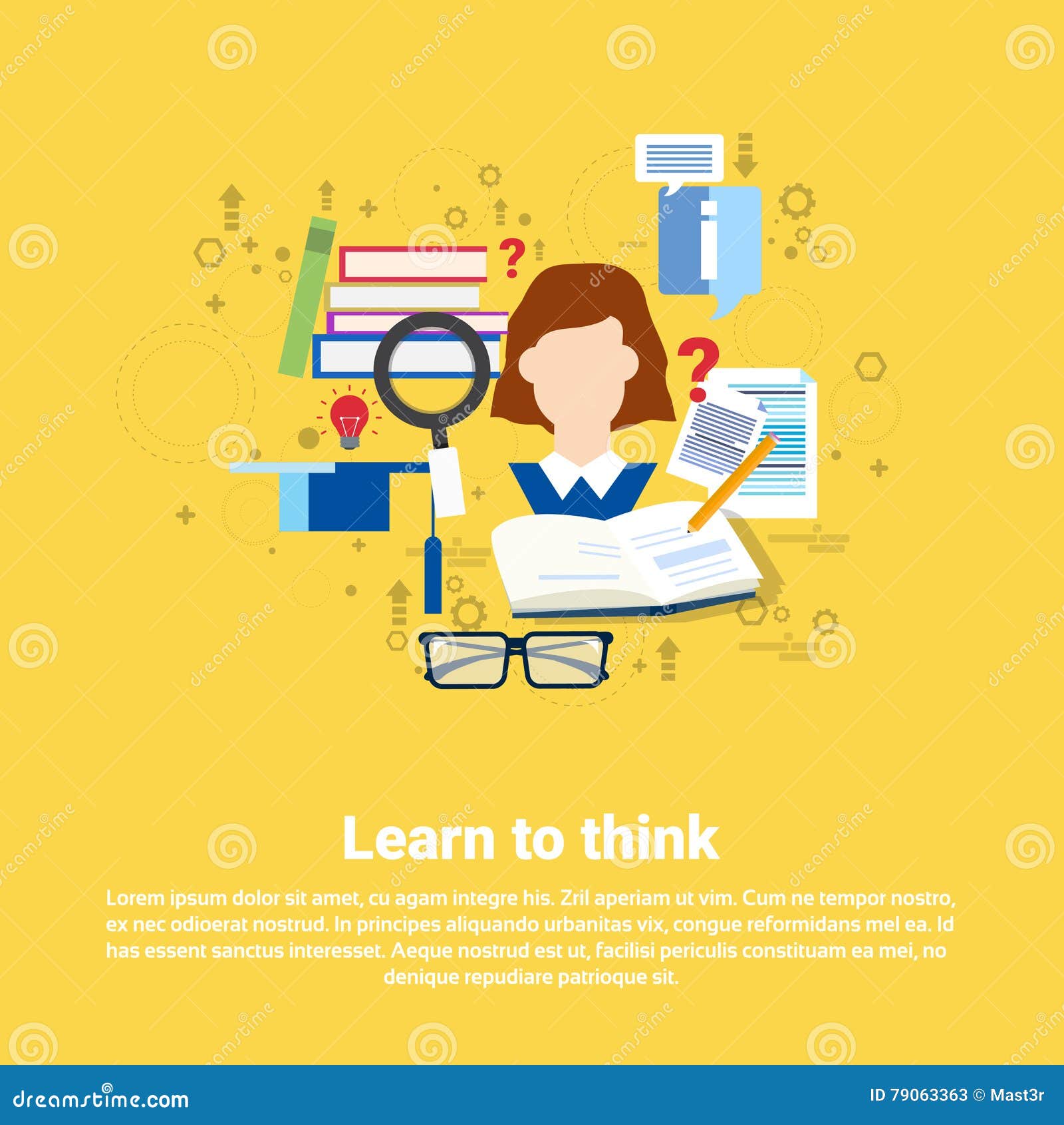 Learning To Think Education Online Web Banner Stock Vector ...