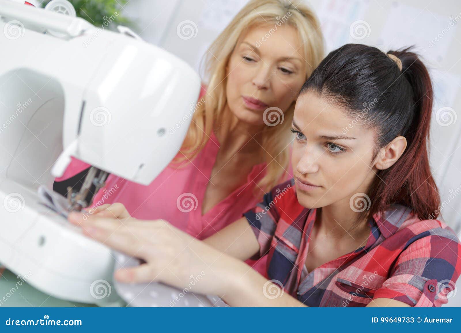 Learning To Use Sewing Machine Stock Image - Image of machine, design ...