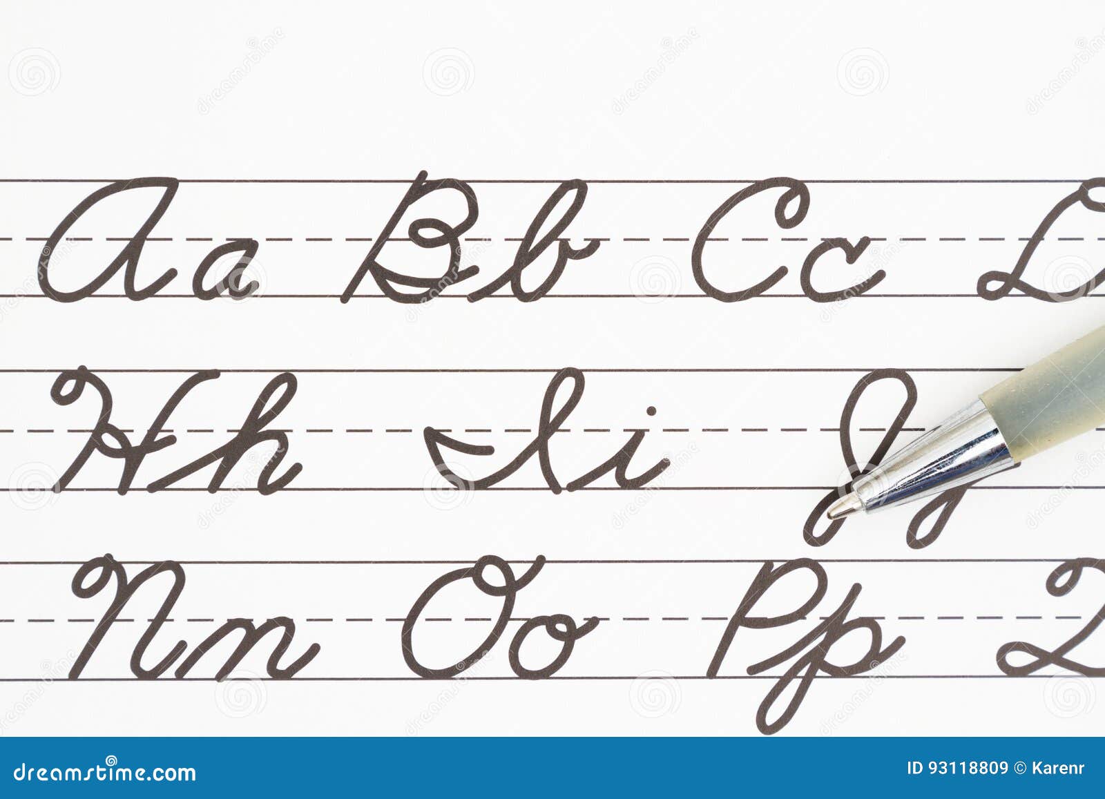 Learning To Write Cursive Lettering Stock Image - Image of school ...