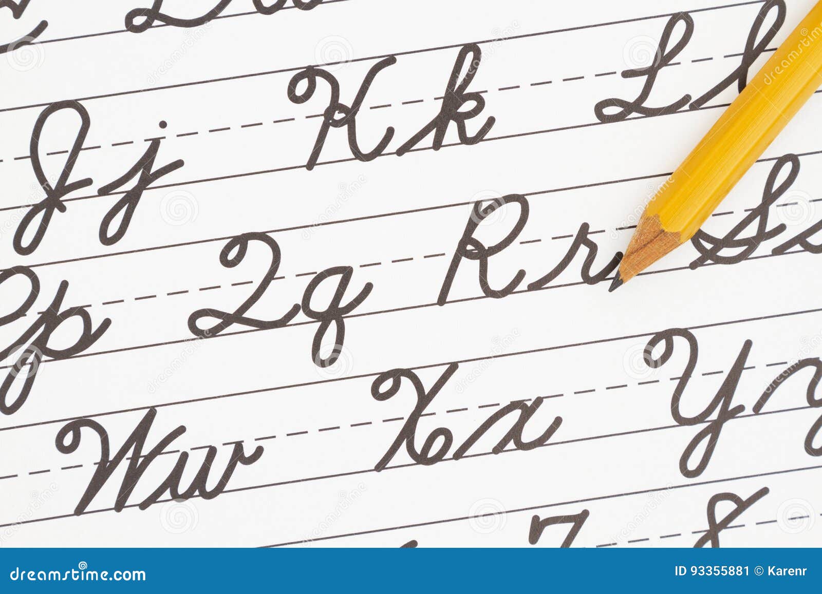 Learning To Write Cursive Lettering Stock Image - Image of write ...