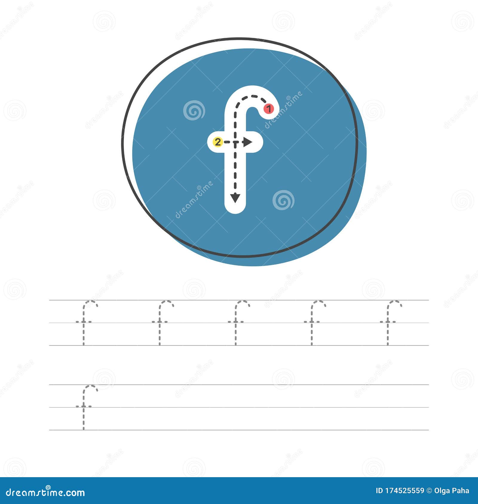 Learning to write F small stock vector. Illustration of graphic - 174525559
