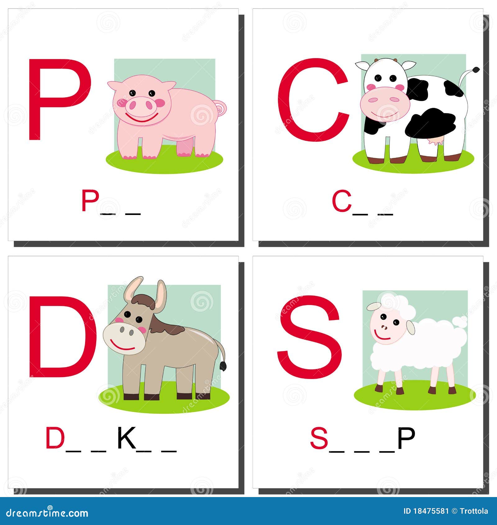 Learning To Write Farm Animals Stock Vector - Illustration of letters ...