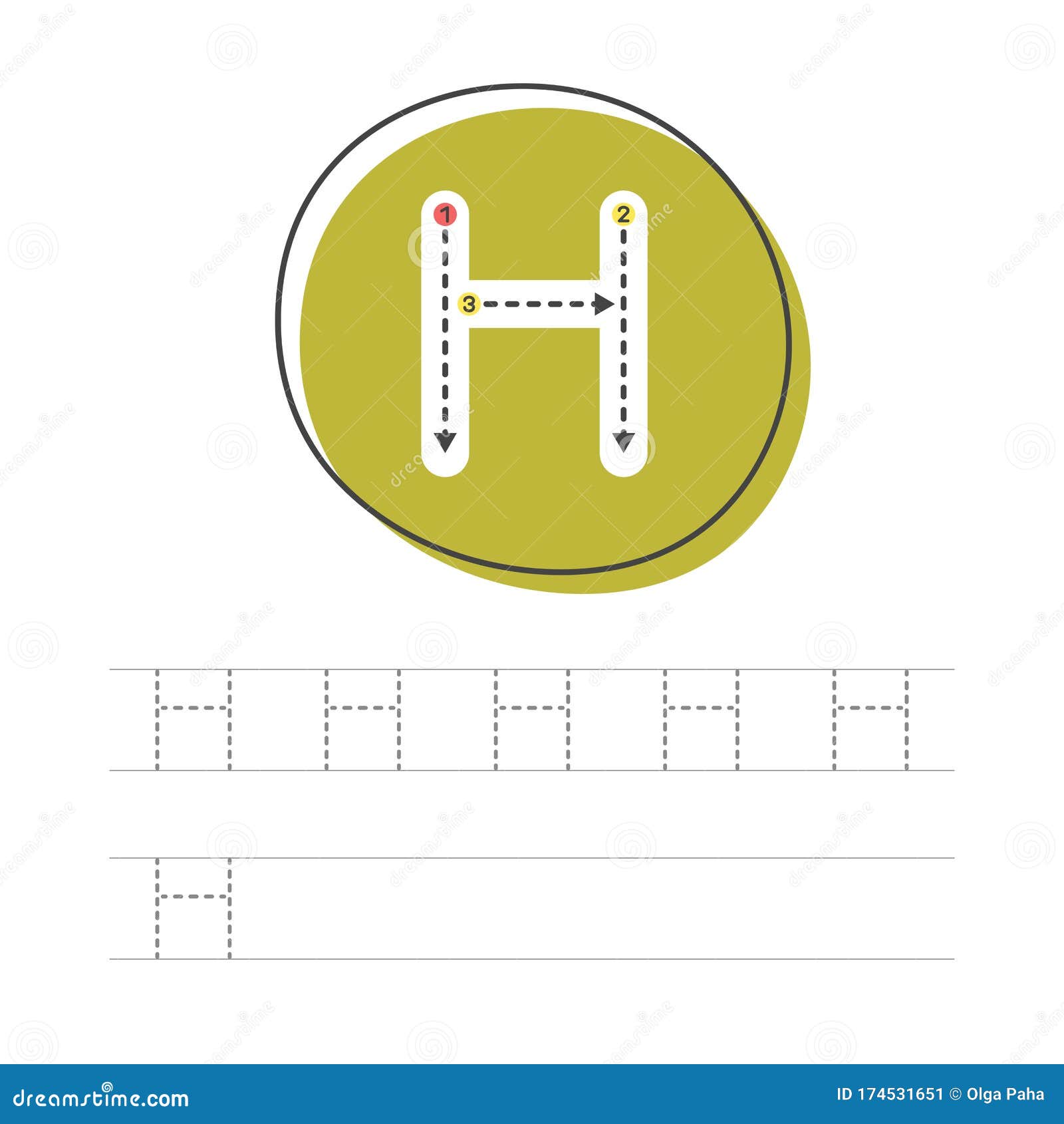 Learning to write H stock vector. Illustration of cartoon - 174531651