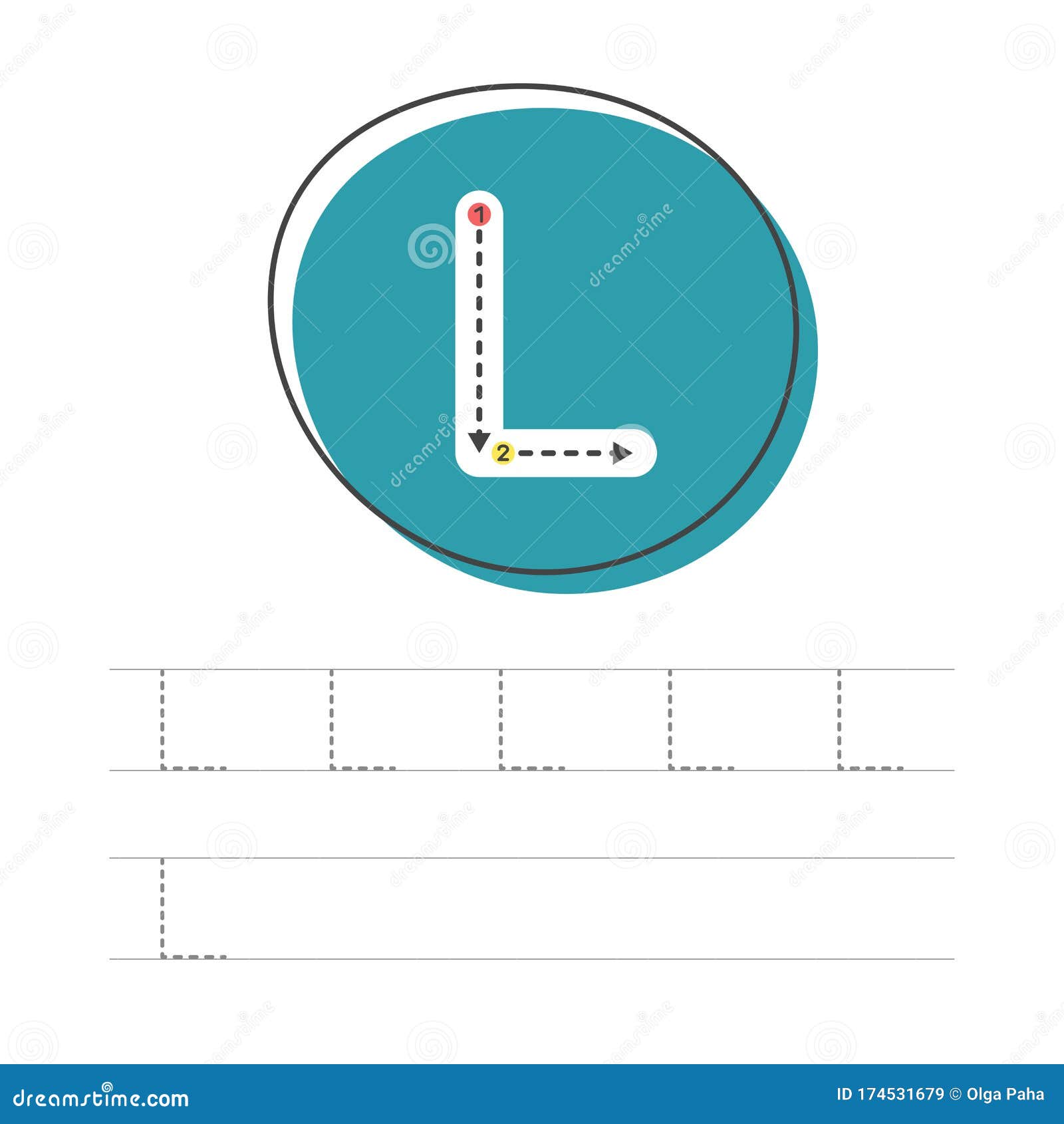 Learning to write L stock vector. Illustration of card - 174531679