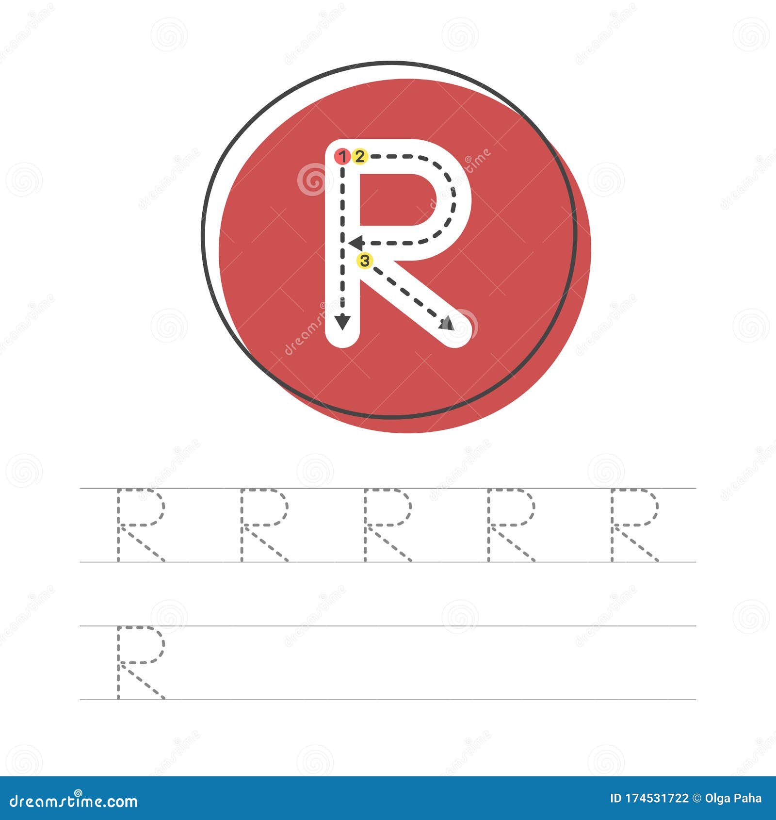 Learning to write R stock vector. Illustration of exercises - 174531722