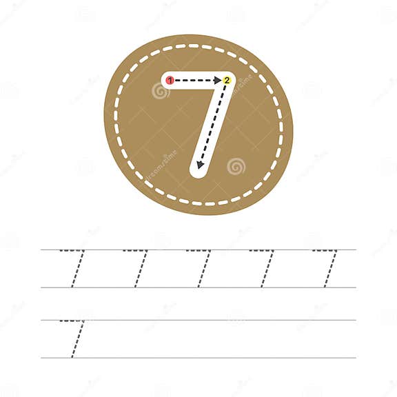 Write a number 7 stock vector. Illustration of exercises - 159437298
