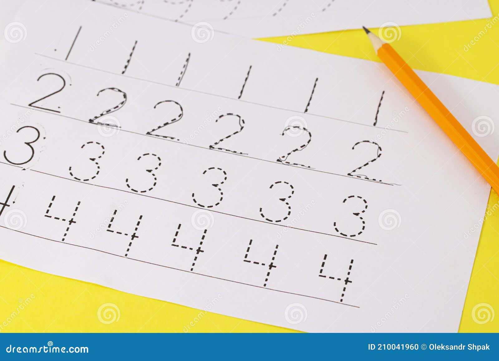 Learning To Write Numbers. Handwriting Practice for Children Stock ...