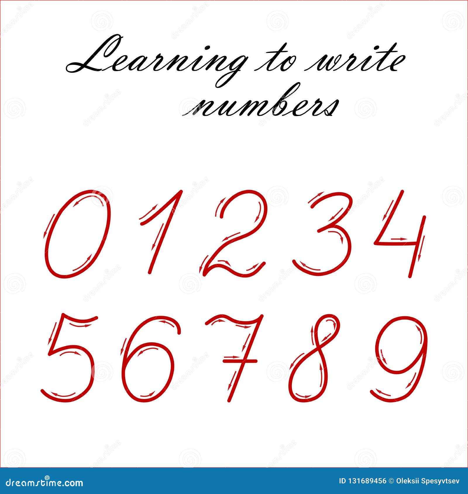 Learning To Write Numbers Vector Illustration. Elementary School Stock ...