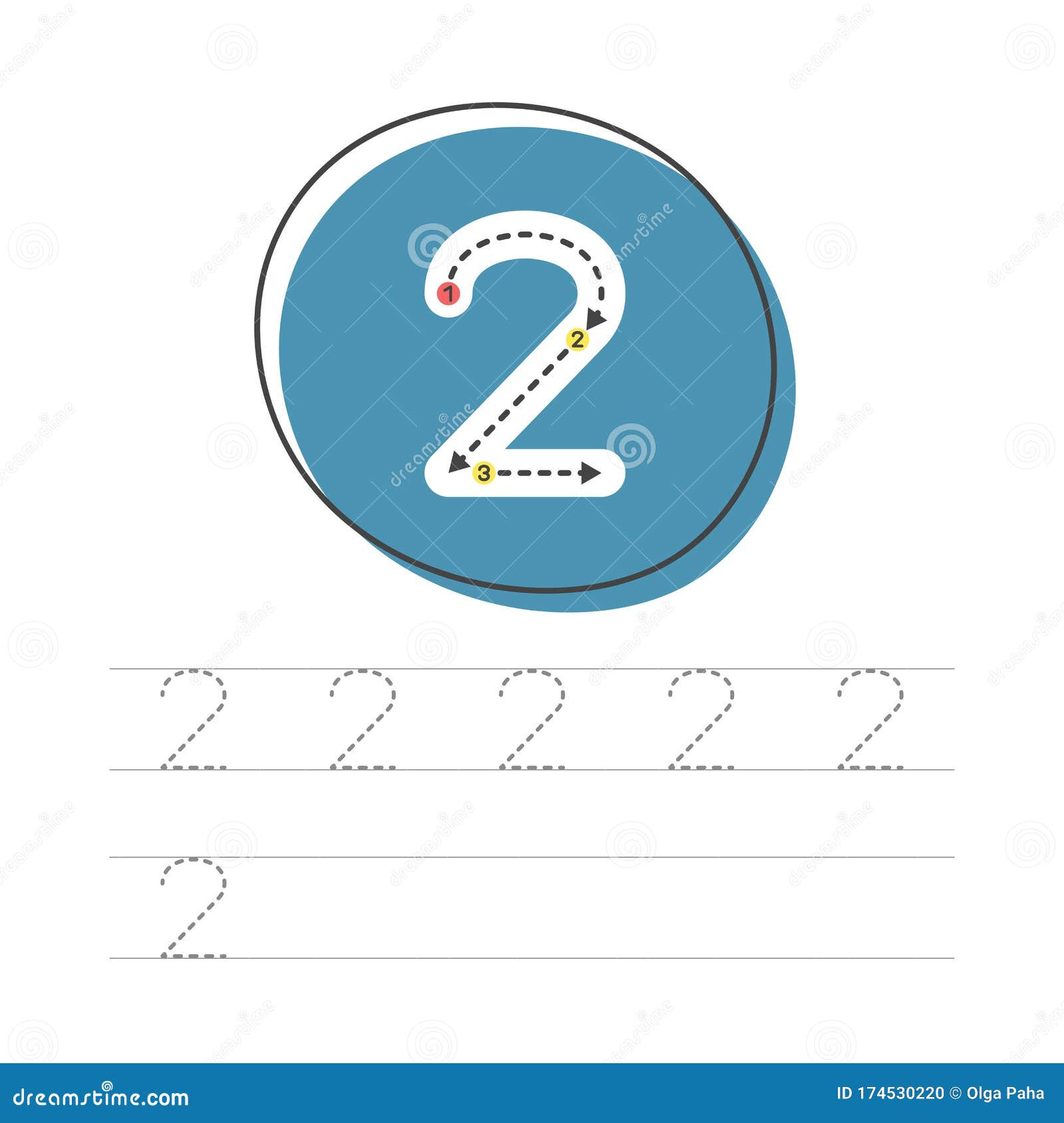 Learning To Write Numeral 2 Stock Vector - Illustration of elements ...