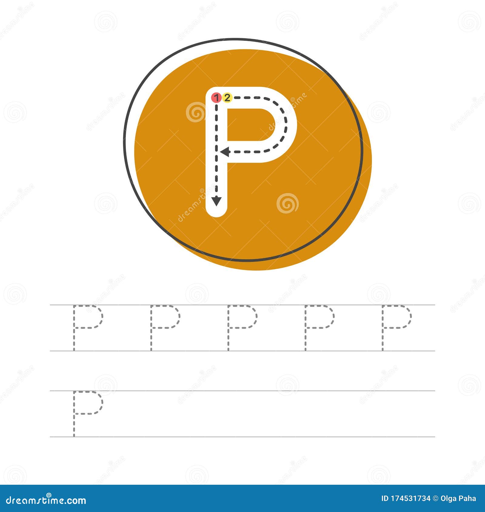 Learning to write P stock vector. Illustration of kids - 174531734