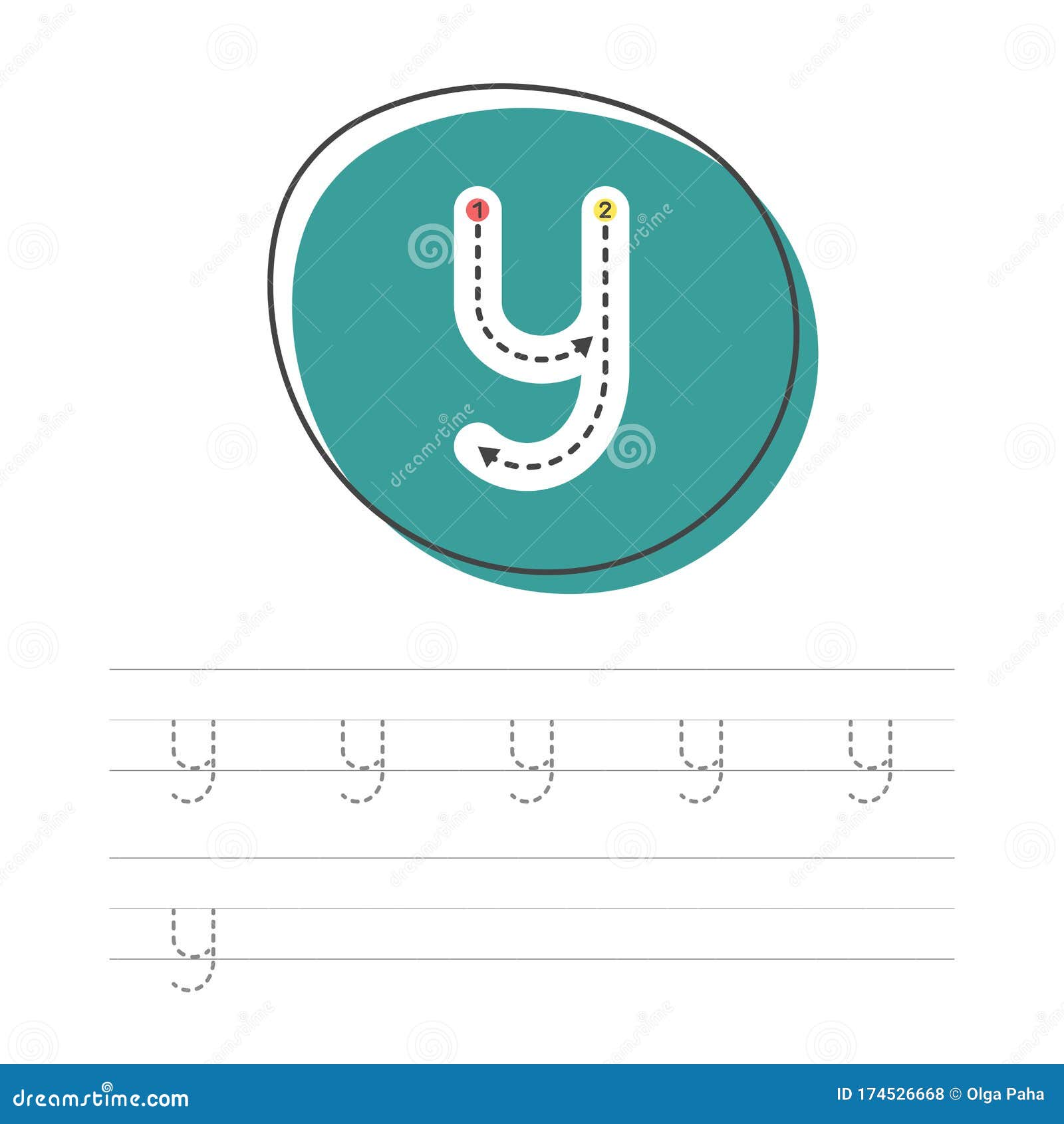 Learning to write y 2 stock vector. Illustration of development - 174526668