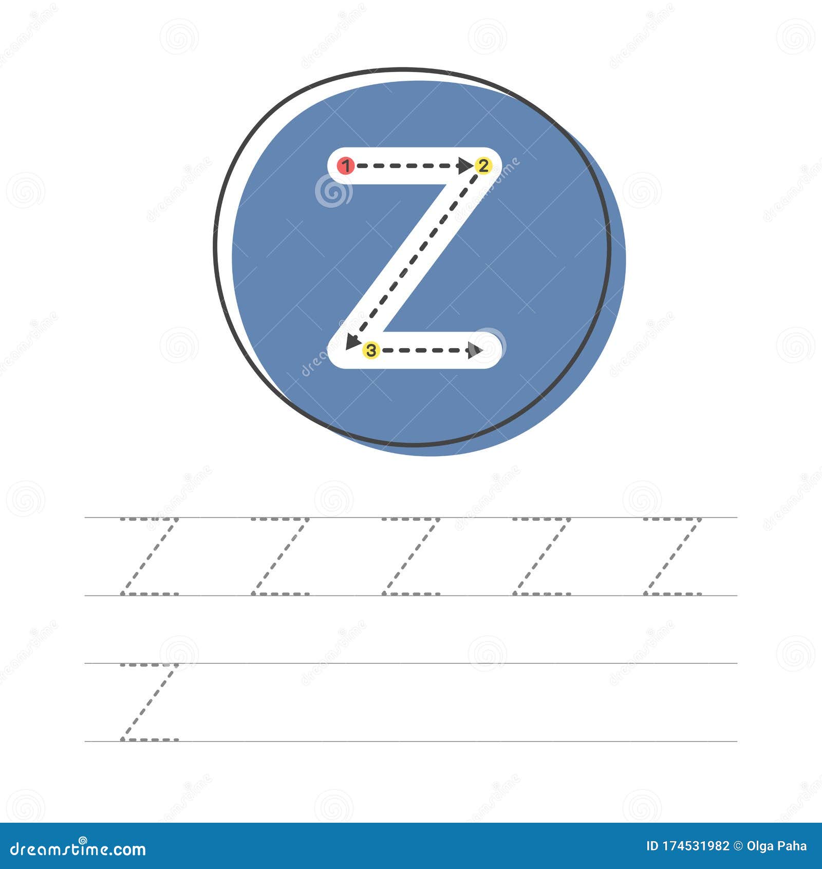 Learning to write Z stock vector. Illustration of animated - 174531982