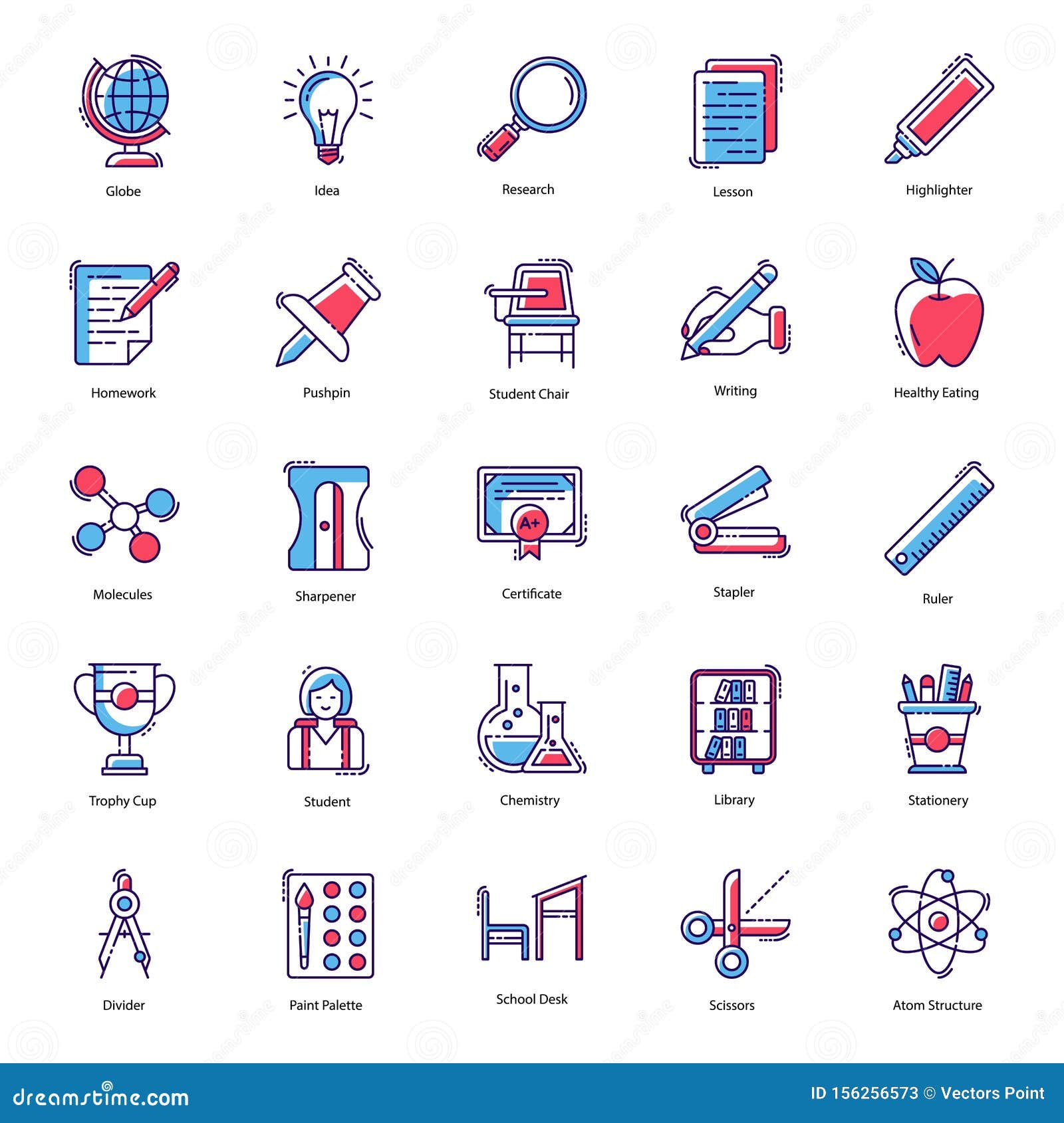 Learning Tools Icon Vectors Pack Stock Vector - Illustration of desk ...