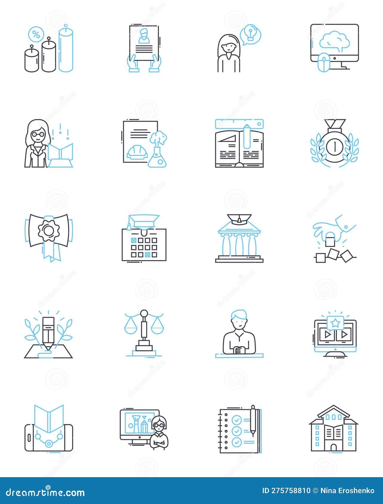 Learning Tools Linear Icons Set. Technology, Education, Resources ...