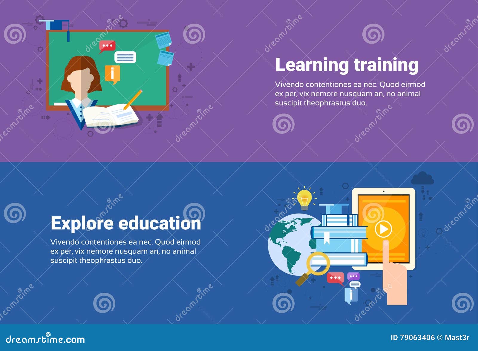 Learning Training Courses Education Web Banner Stock Vector ...